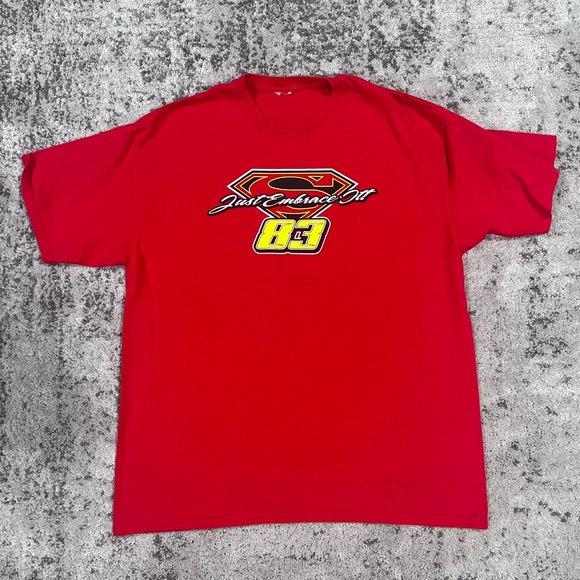 Shirts | Vintage Red Race Car Nascar Superman Dc Graphic Tee | Poshmark